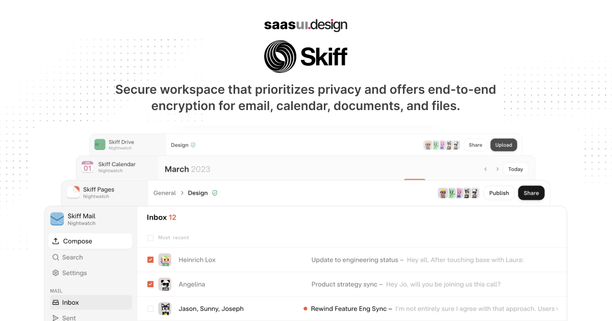 Skiff | UI, UX Design | SaaS | Application Design | saas ui